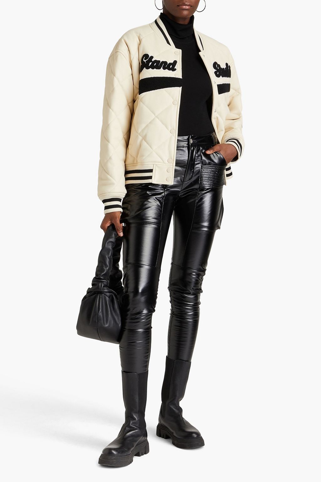 STAND STUDIO Fallon quilted faux leather bomber jacket | THE OUTNET