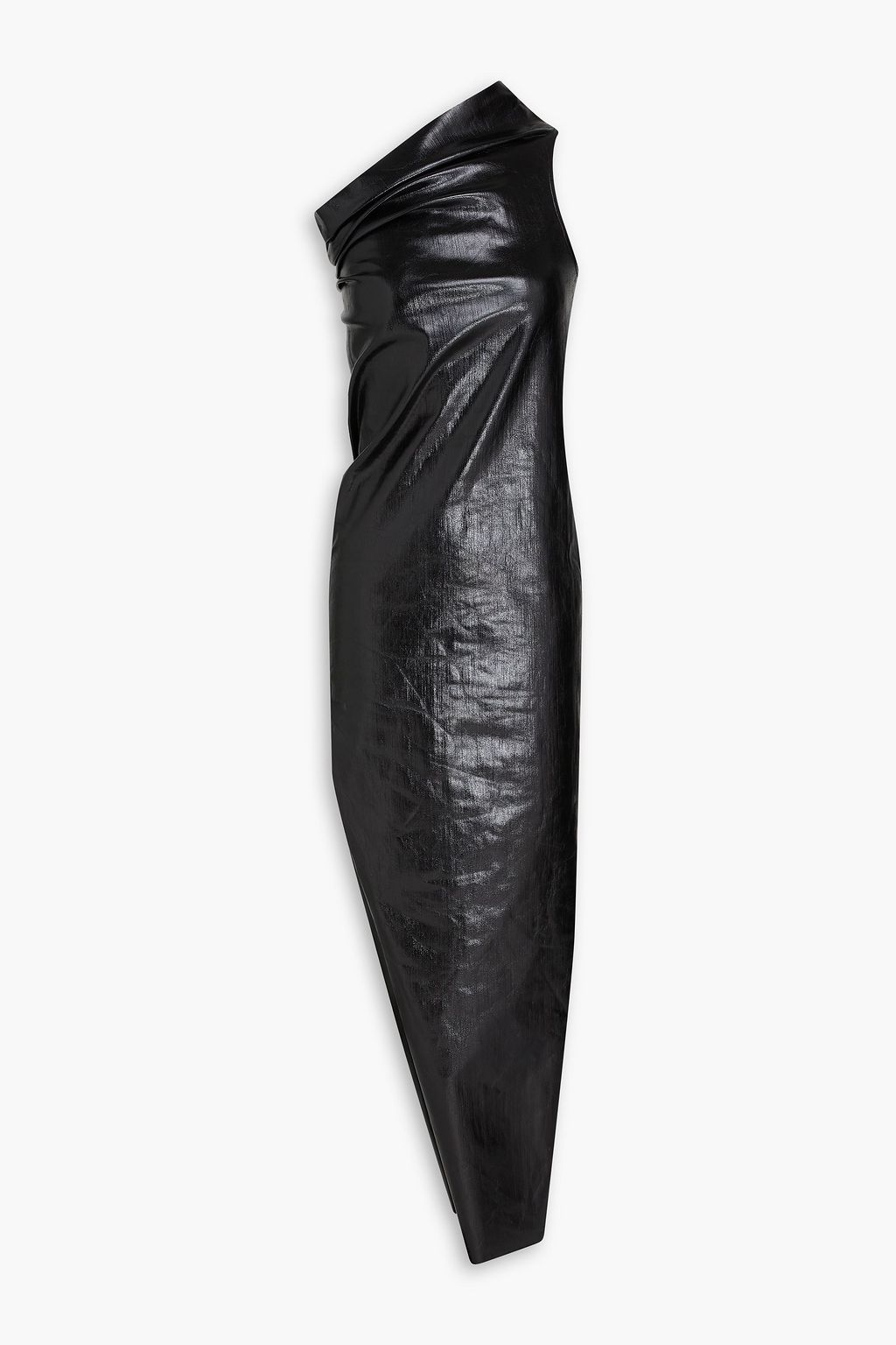 RICK OWENS One-shoulder coated denim maxi dress | THE OUTNET