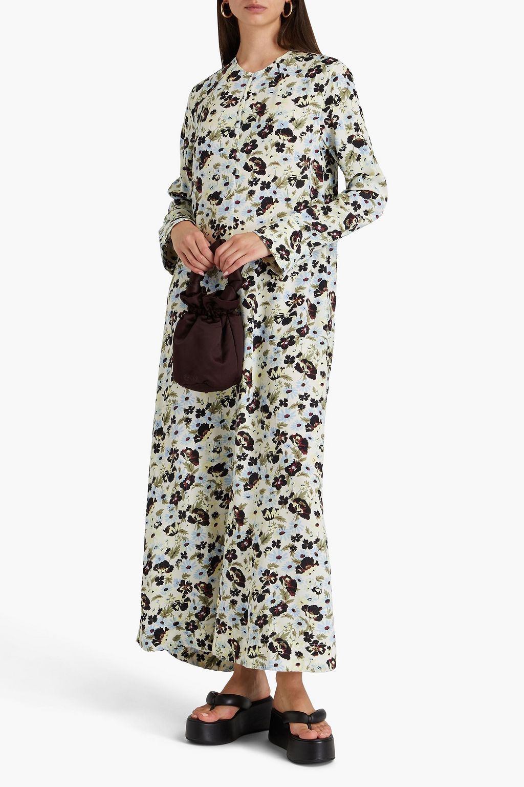 GANNI Floral-print ECOVERO-blend crepe maxi dress | THE OUTNET