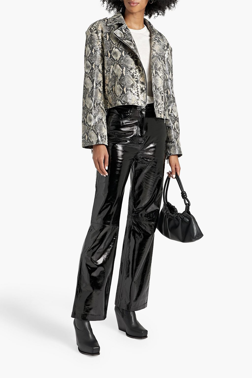 ENVELOPE1976 Snake-effect leather biker jacket | THE OUTNET