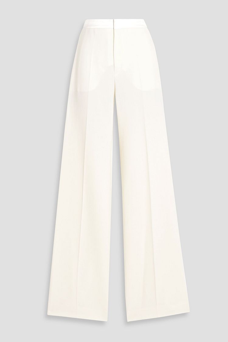 CHLOÉ Satin-trimmed wool-crepe straight-leg pants | THE OUTNET