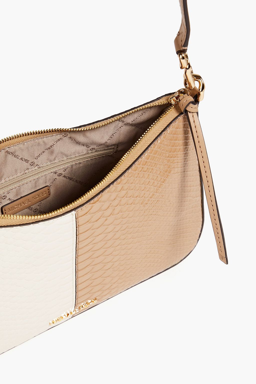 MICHAEL MICHAEL KORS Two-tone faux snake-effect leather shoulder bag | THE OUTNET