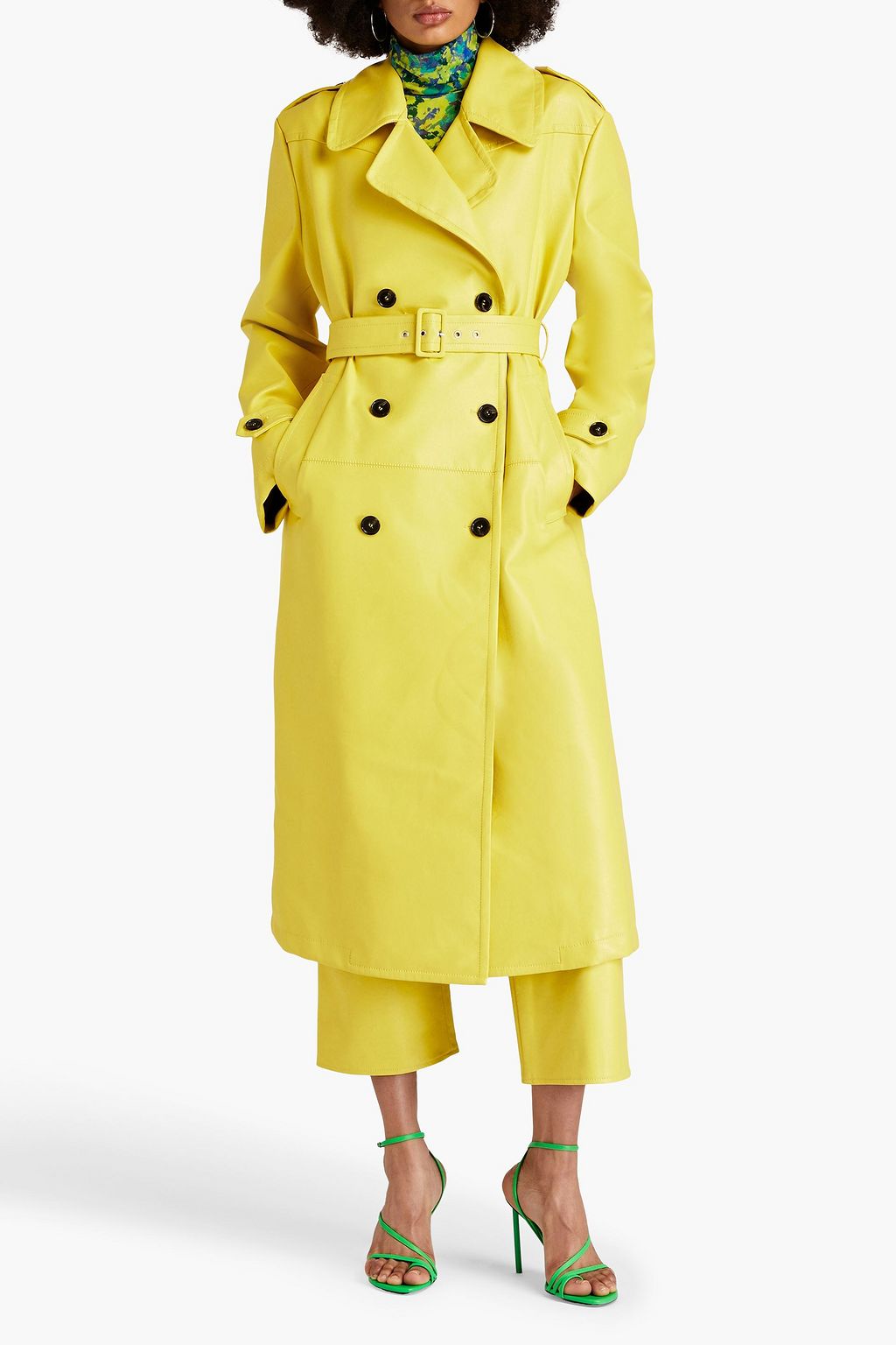 Msgm Double Breasted Faux Leather Trench Coat The Outnet