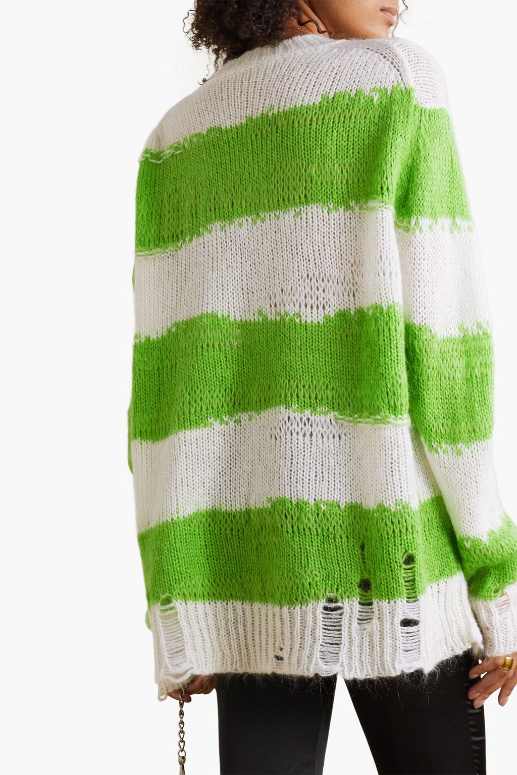 DRIES VAN NOTEN Distressed striped knitted sweater | THE OUTNET