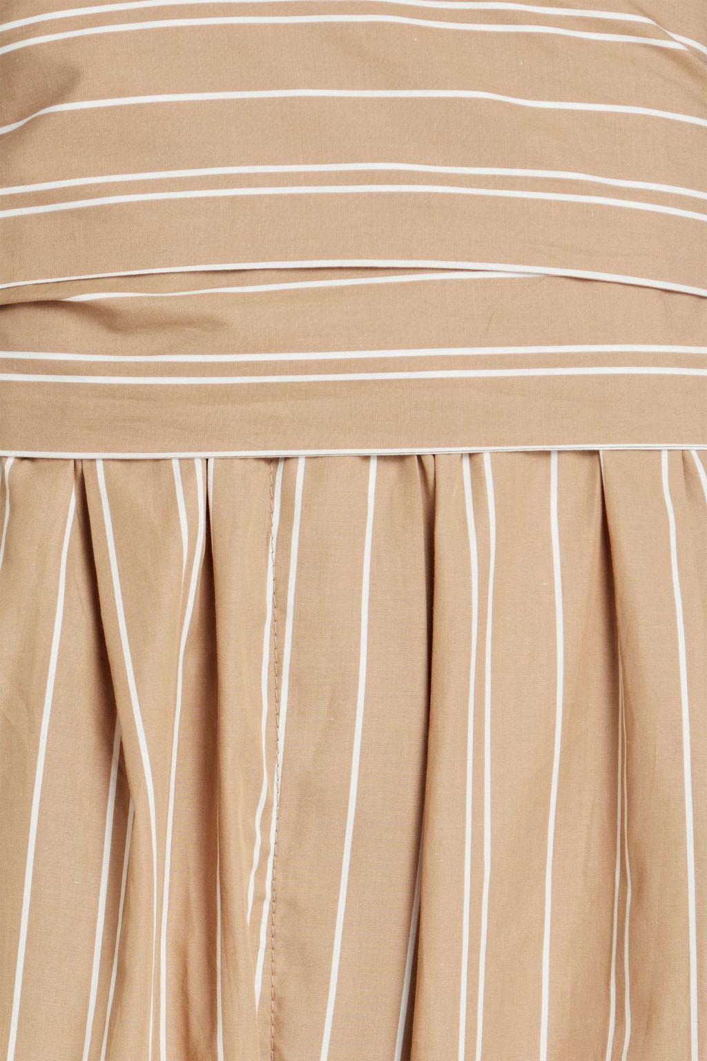 Brunello Cucinelli Bead Embellished Striped Cotton Poplin Wide Leg