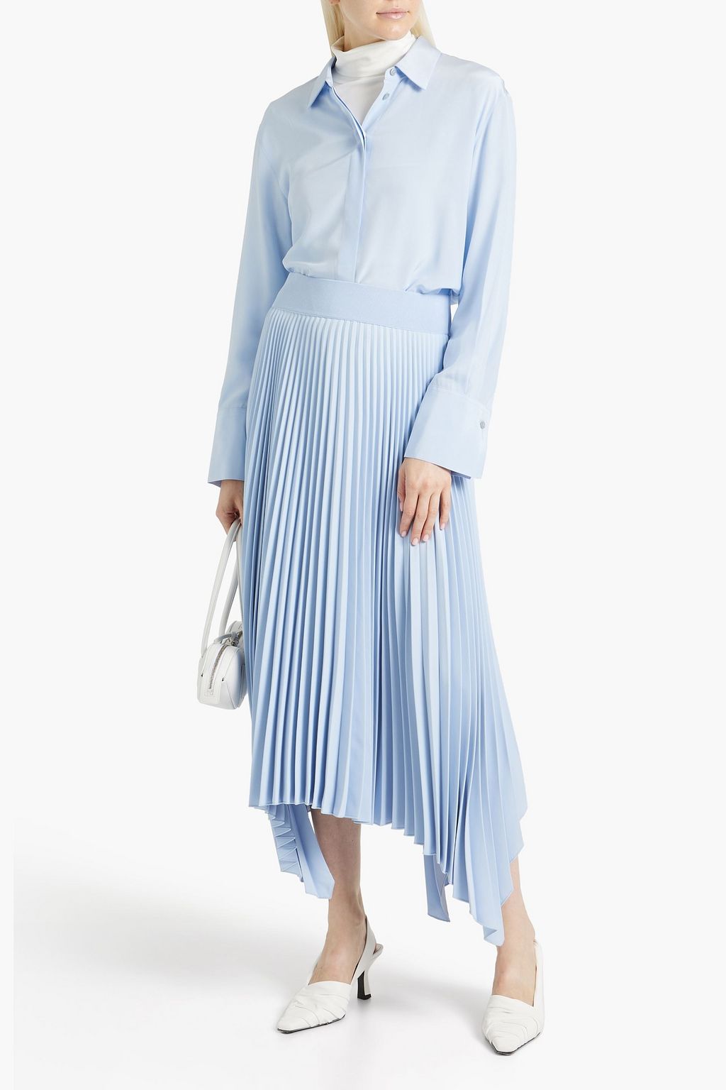JOSEPH Ade asymmetric pleated crepe maxi skirt | THE OUTNET