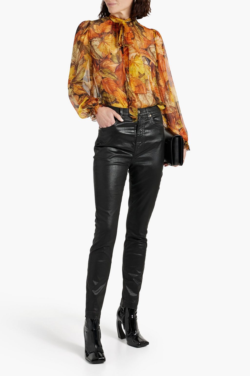 Dolceandgabbana Pussy Bow Floral Print Silk Chiffon Blouse The Outnet