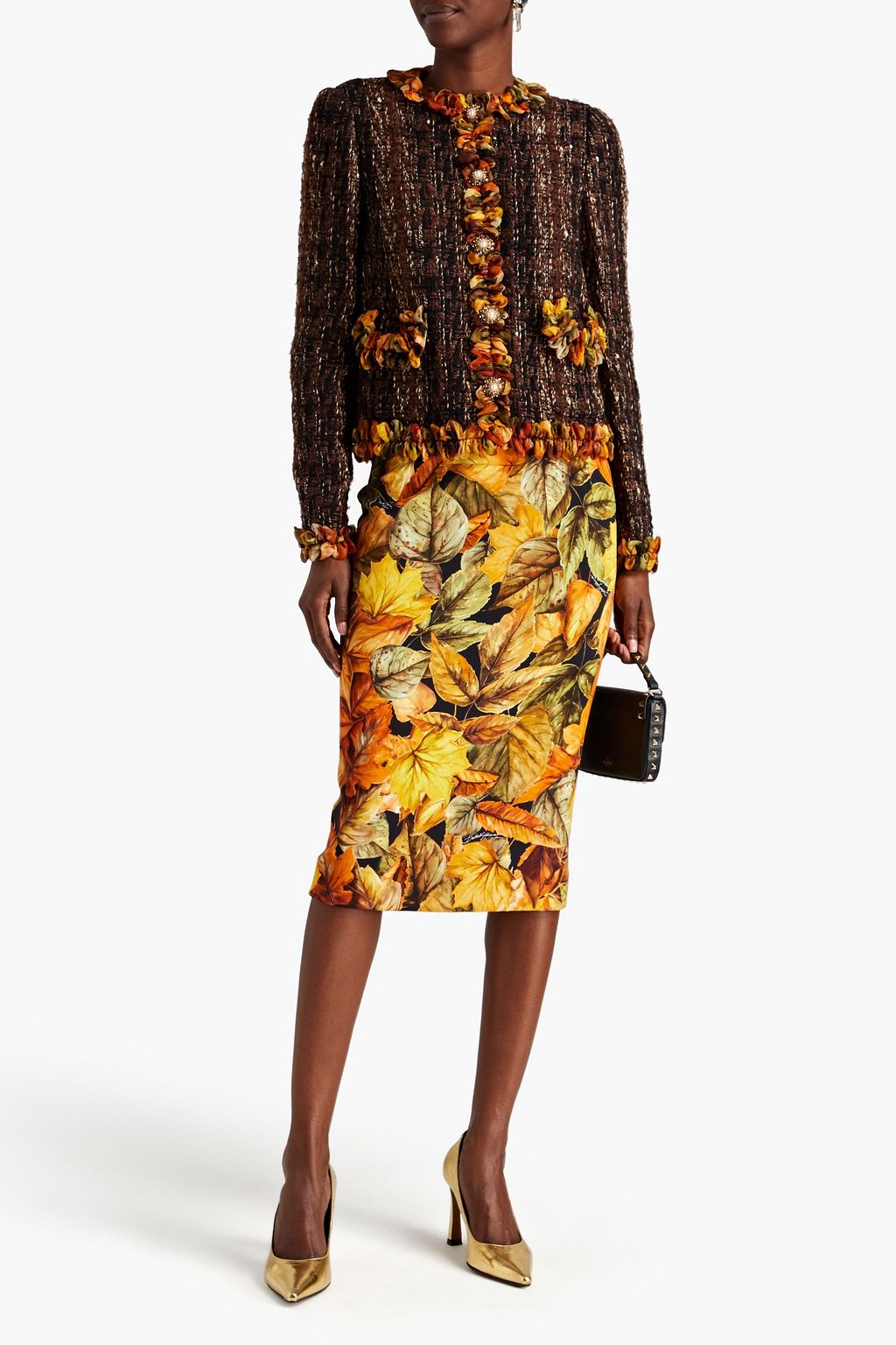 Dolce And Gabbana Printed Crepe Midi Pencil Skirt Sale Up To 70 Off