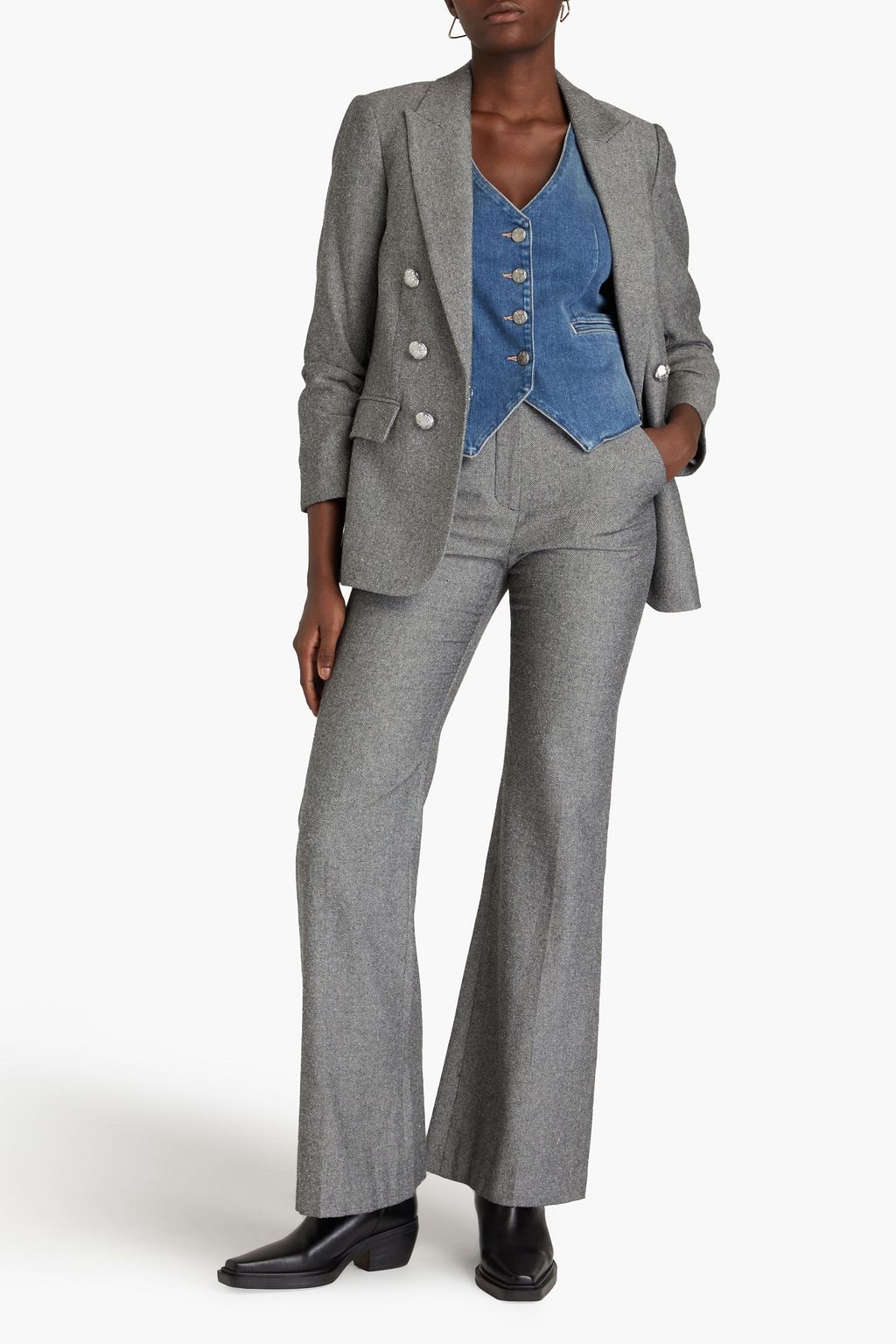 VERONICA BEARD Beacon Dickey button-embellished cotton-blend blazer ...
