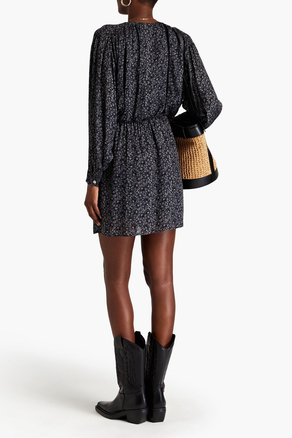 AMERICAN VINTAGE Aboodi gathered floral-print crepe mini dress | THE OUTNET