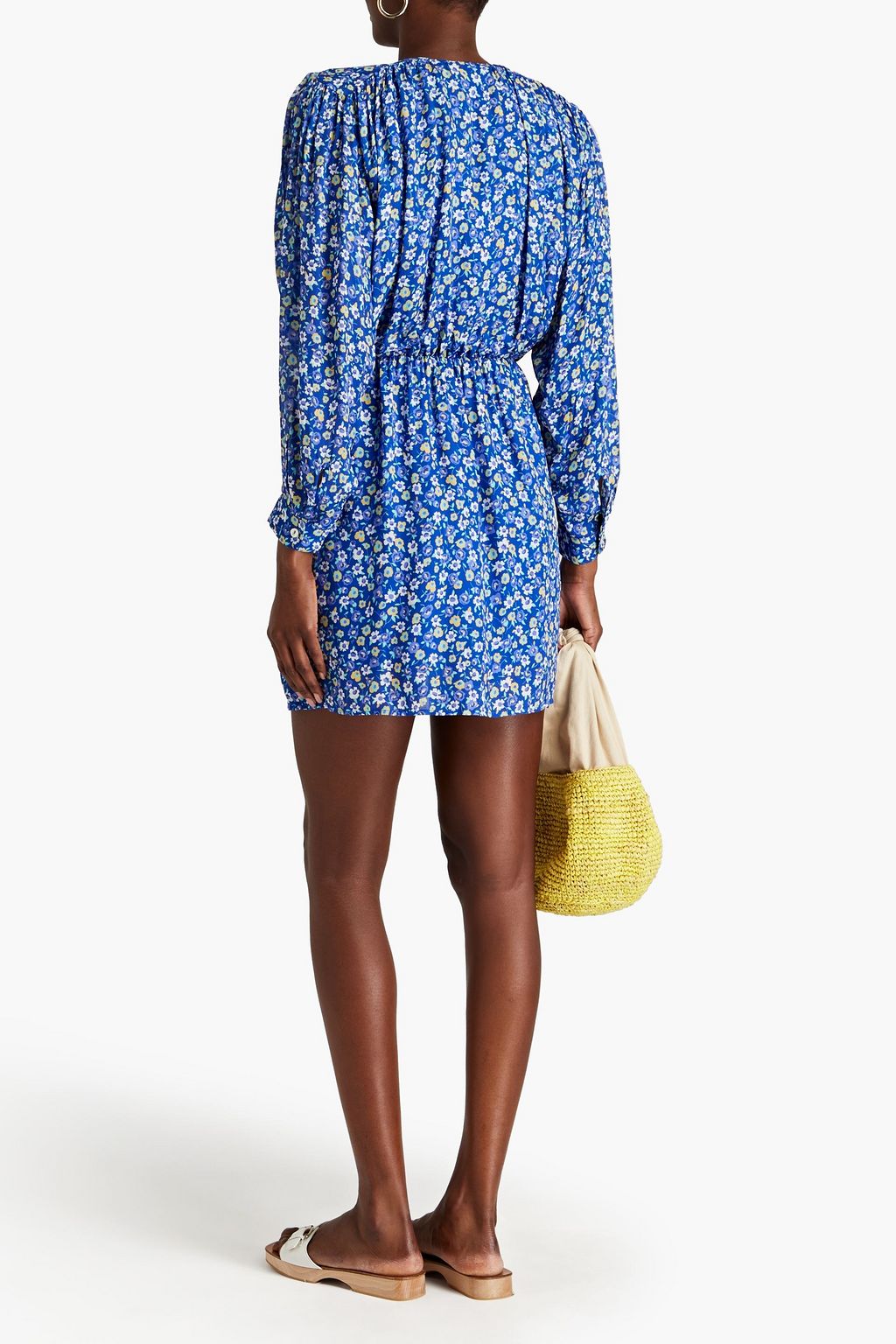 AMERICAN VINTAGE Aboodi gathered floral-print crepe mini dress | THE OUTNET