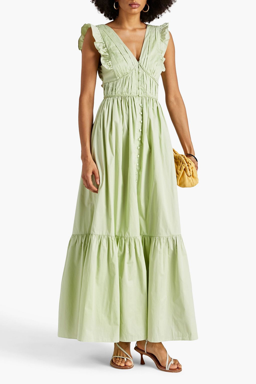 SELF-PORTRAIT Ruffled cotton-poplin maxi dress | THE OUTNET