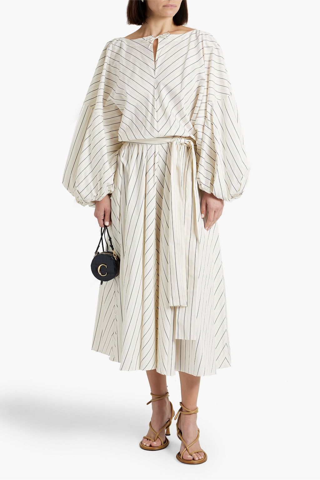 PALMER//HARDING Renew belted striped cotton-poplin midi dress | THE OUTNET