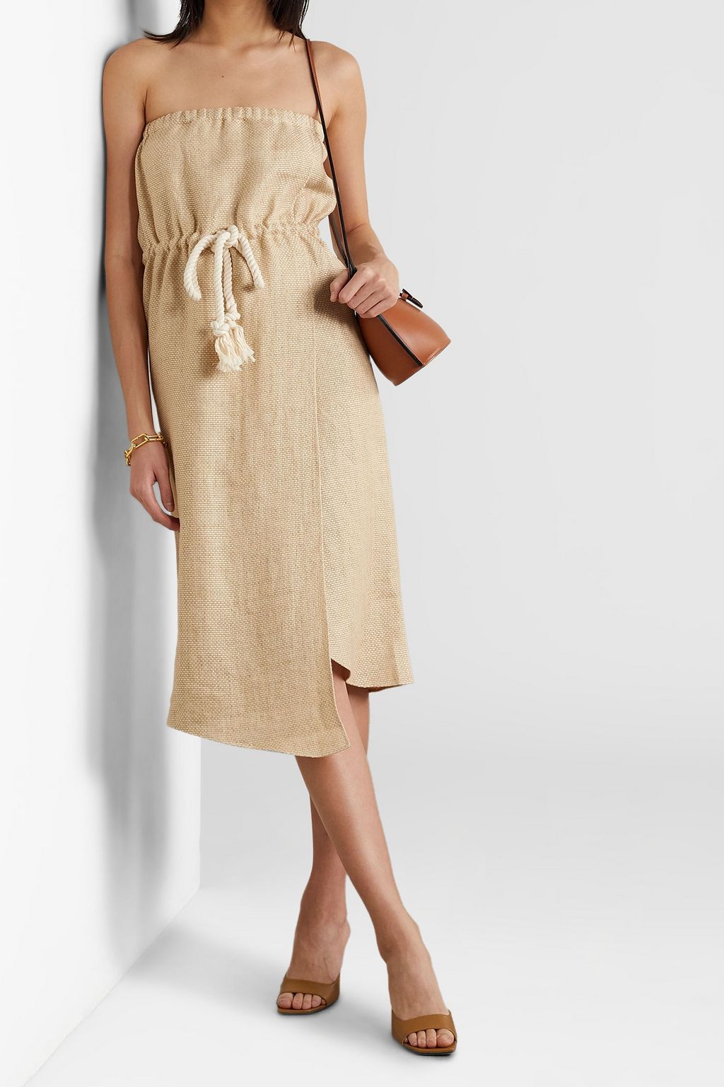 LISA MARIE FERNANDEZ Victor strapless linen midi dress | THE OUTNET