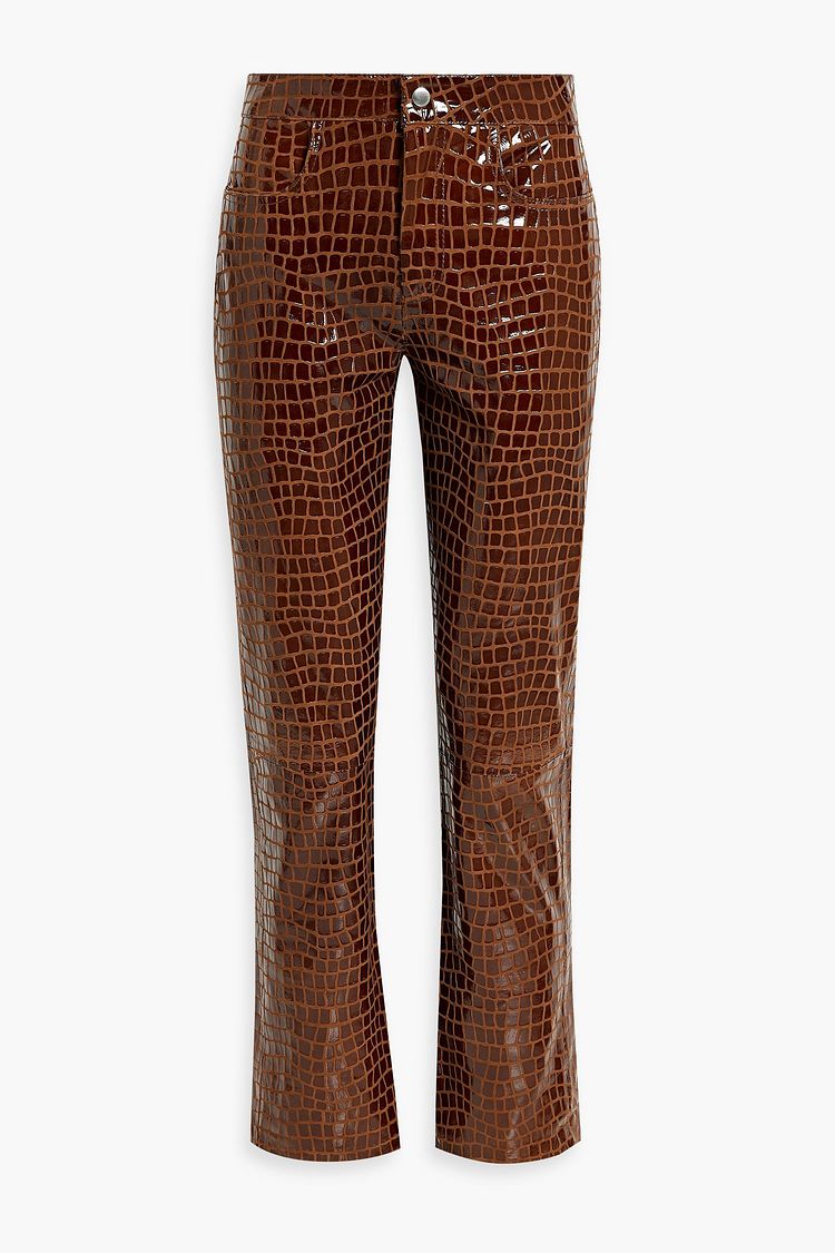 MUUBAA Glossed croc-effect leather straight-leg pants | THE OUTNET