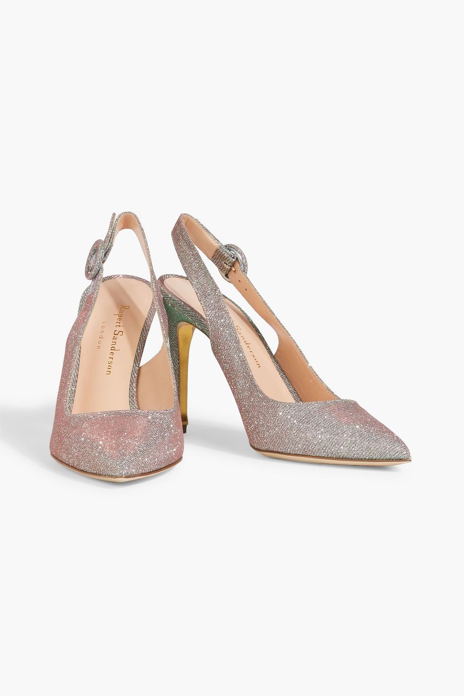 RUPERT SANDERSON Diana iridescent lamé slingback pumps | THE OUTNET