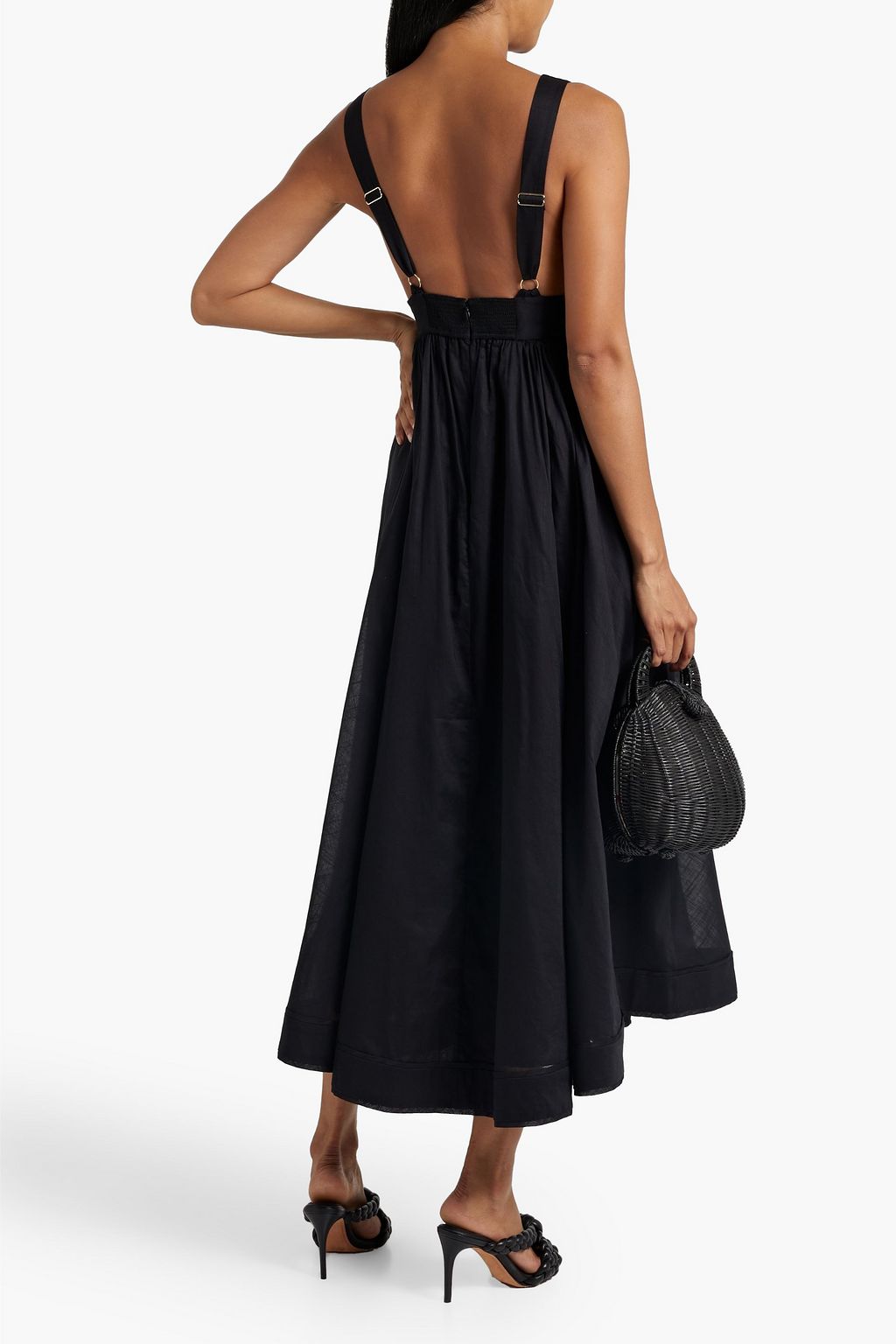 ZIMMERMANN Shirred cotton-poplin midi dress | THE OUTNET