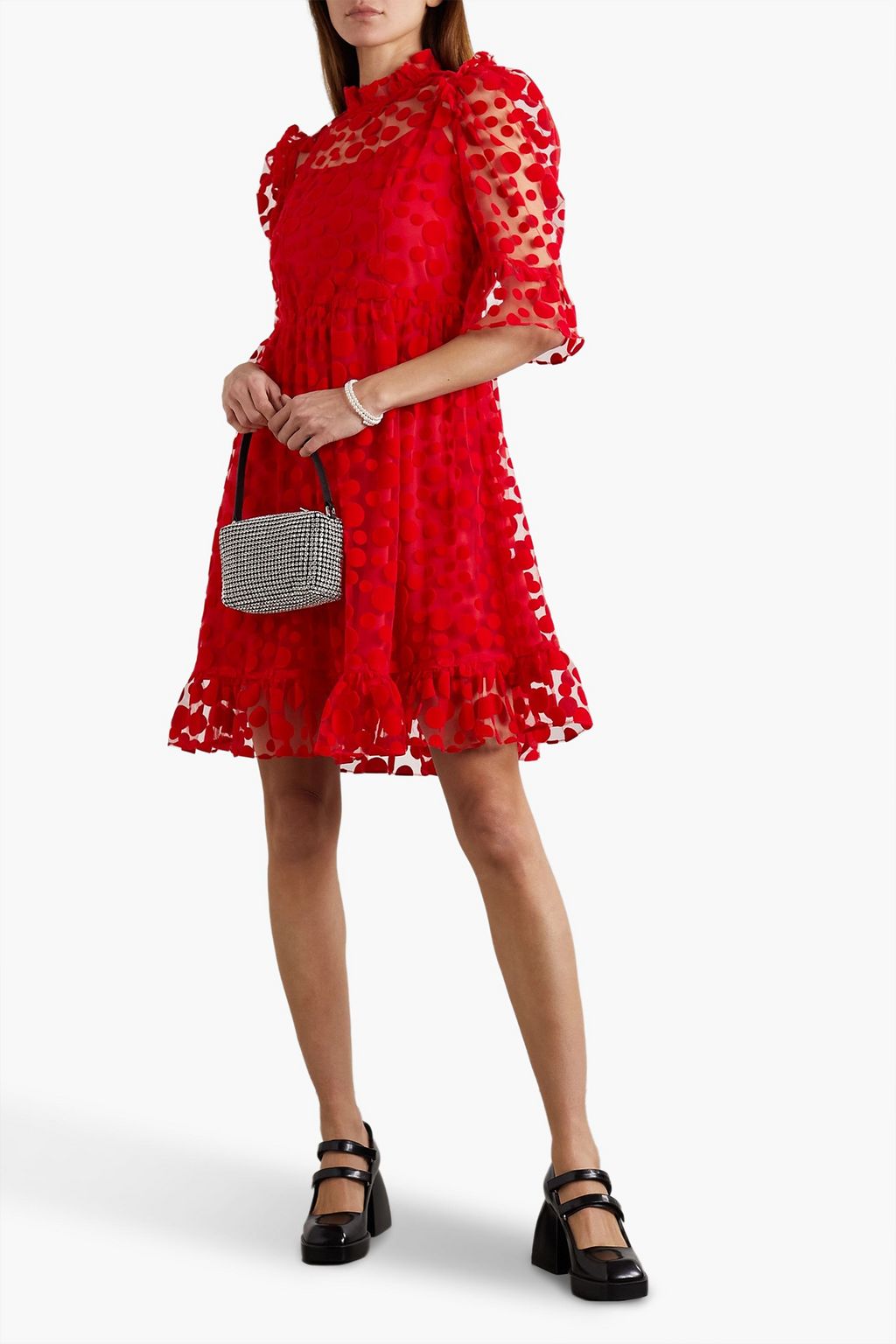 BATSHEVA Spring polka-dot flocked tulle mini dress | THE OUTNET