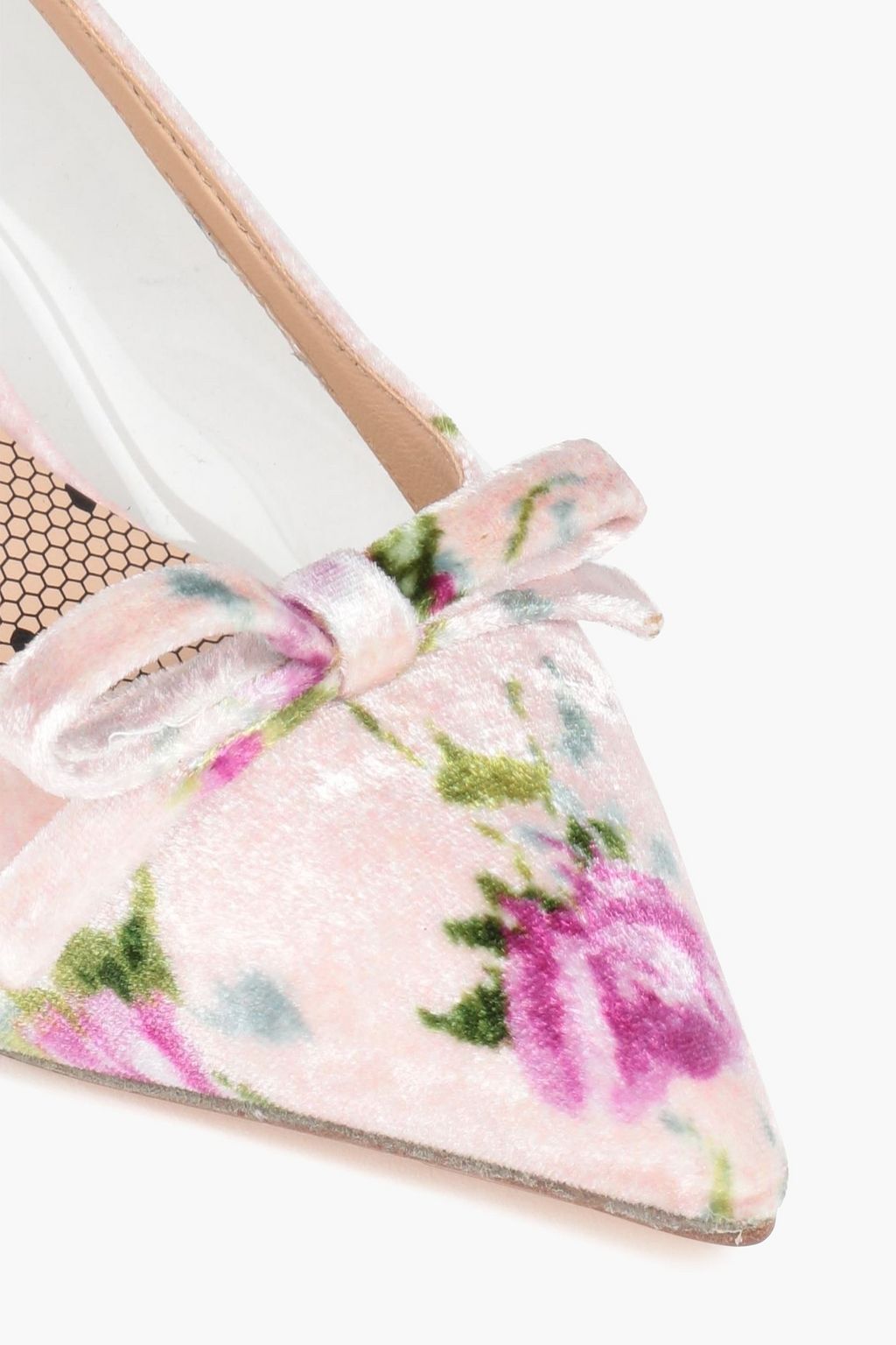 RED(V) Bow-embellished floral-print velvet and PVC slingback pumps ...