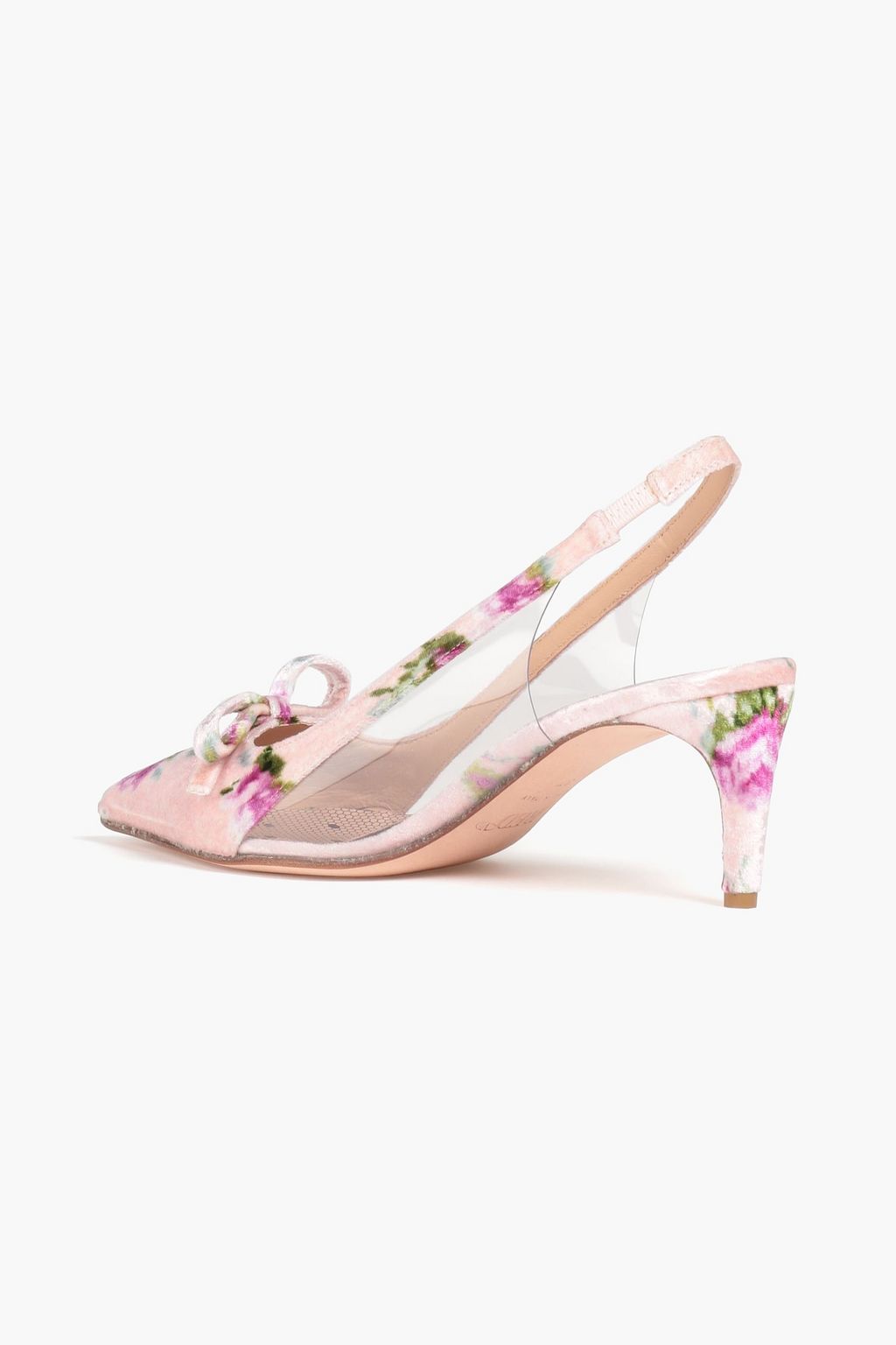 RED(V) Bow-embellished floral-print velvet and PVC slingback pumps ...