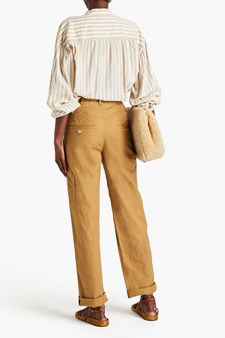 MARANT ÉTOILE Paggy cotton and linen-blend canvas straight-leg pants ...