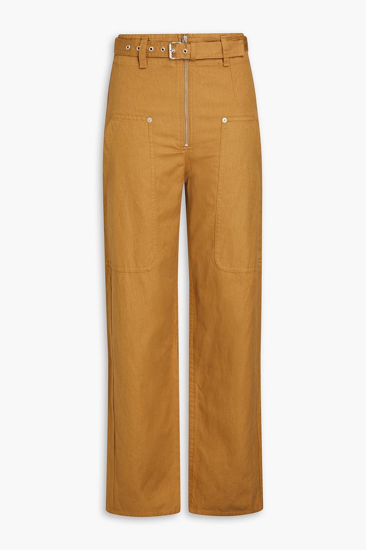 MARANT ÉTOILE Paggy cotton and linen-blend canvas straight-leg pants ...