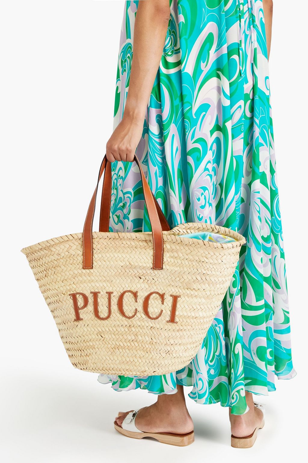 PUCCI Leather-trimmed straw tote | THE OUTNET