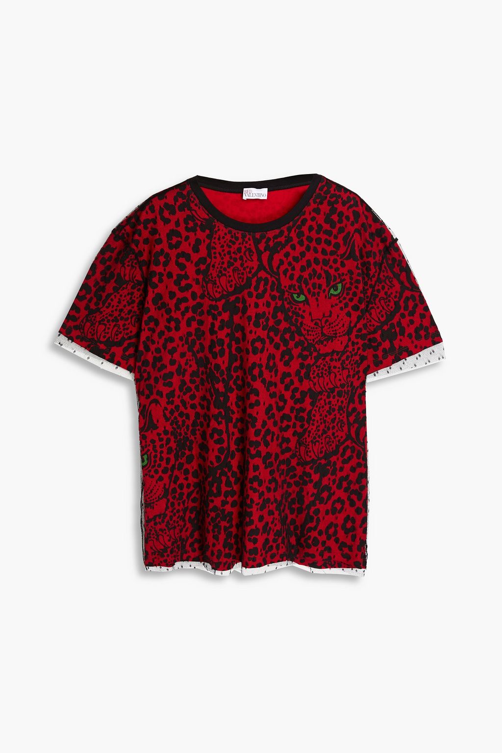 REDVALENTINO Layered point d'espirit and cotton-jersey T-shirt | THE OUTNET