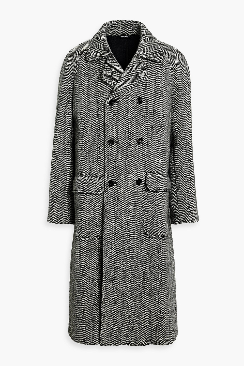 Dolce & Gabbana Double-breasted Herringbone Wool-blend Tweed Coat In ...