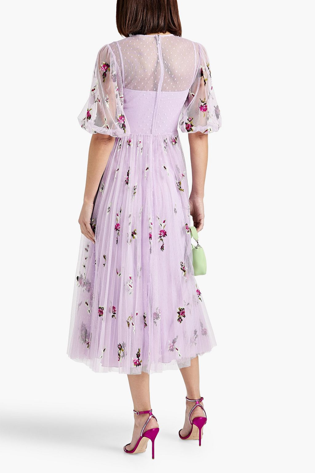 Redvalentino Pleated Embroidered Point Desprit Midi Dress The Outnet