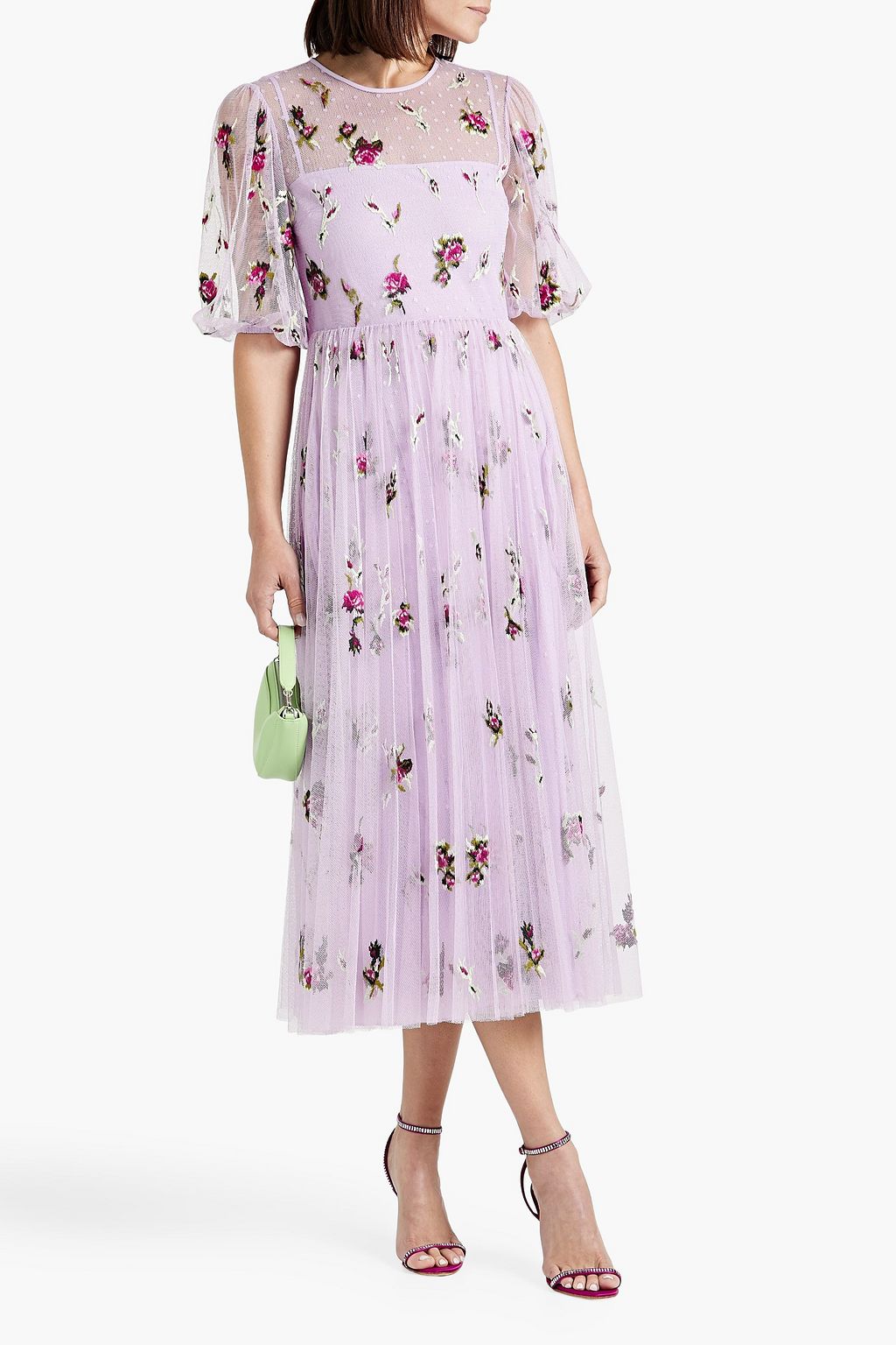 Redvalentino Pleated Embroidered Point Desprit Midi Dress The Outnet