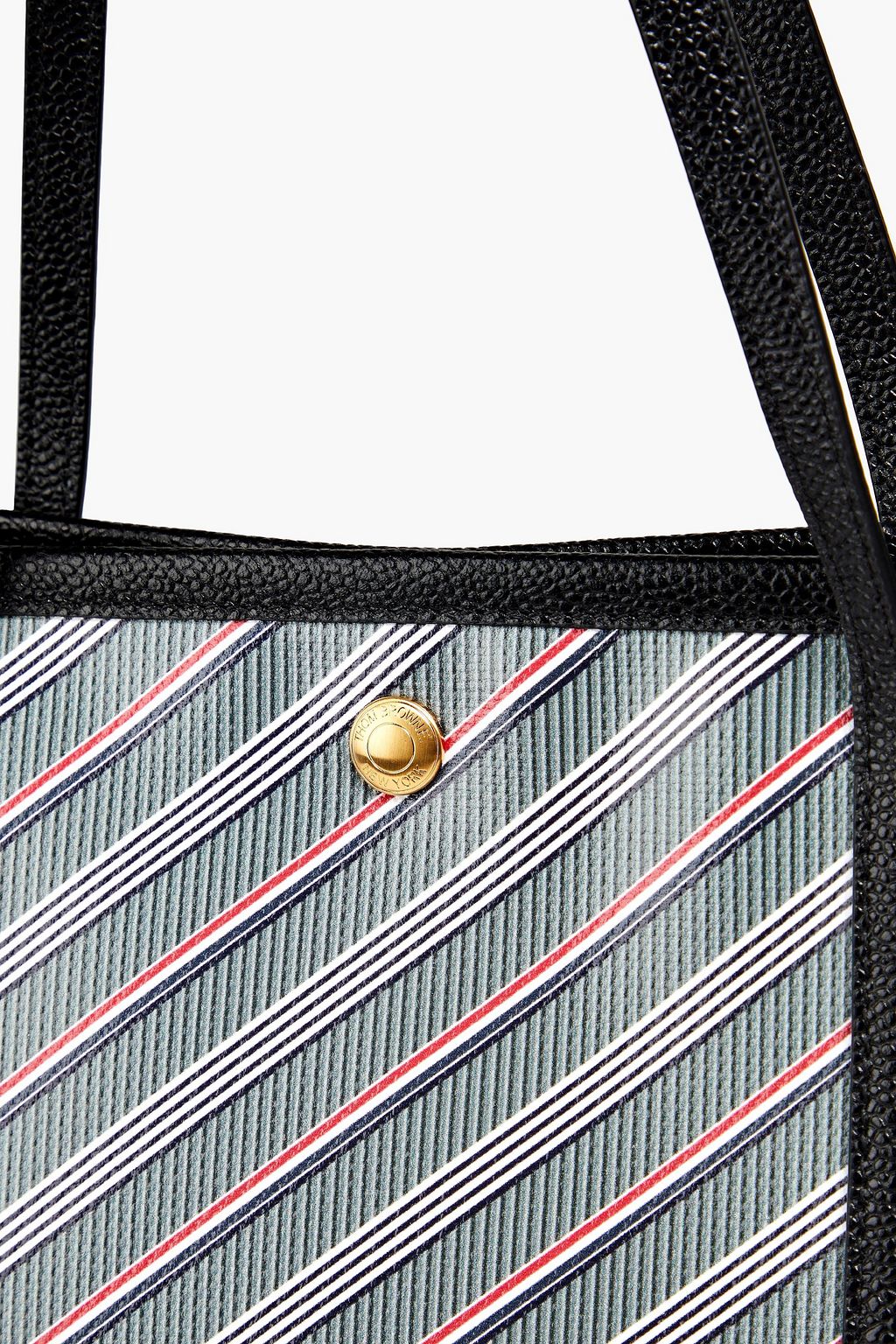 THOM BROWNE Leather-trimmed striped coated-canvas tote | THE OUTNET