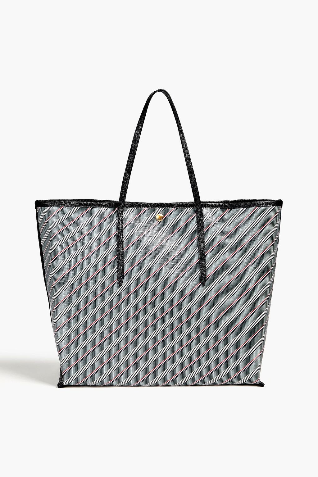 THOM BROWNE Leather-trimmed striped coated-canvas tote | THE OUTNET