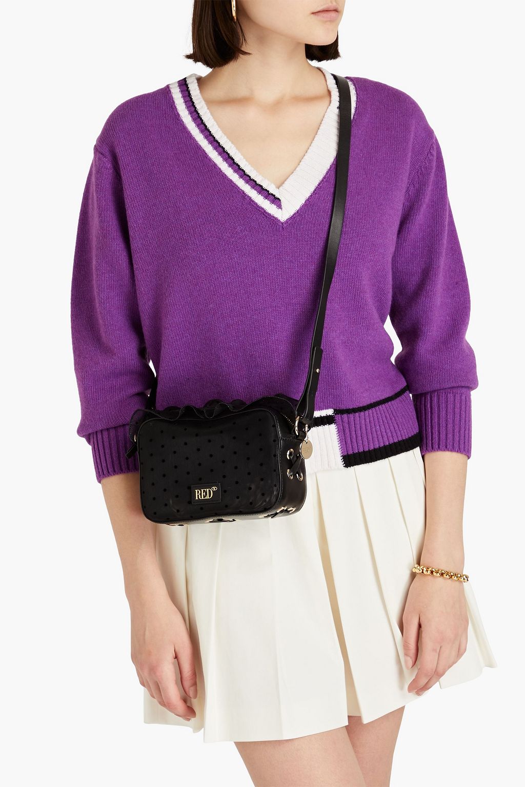 RED(V) Ruffled flocked mesh shoulder bag | THE OUTNET