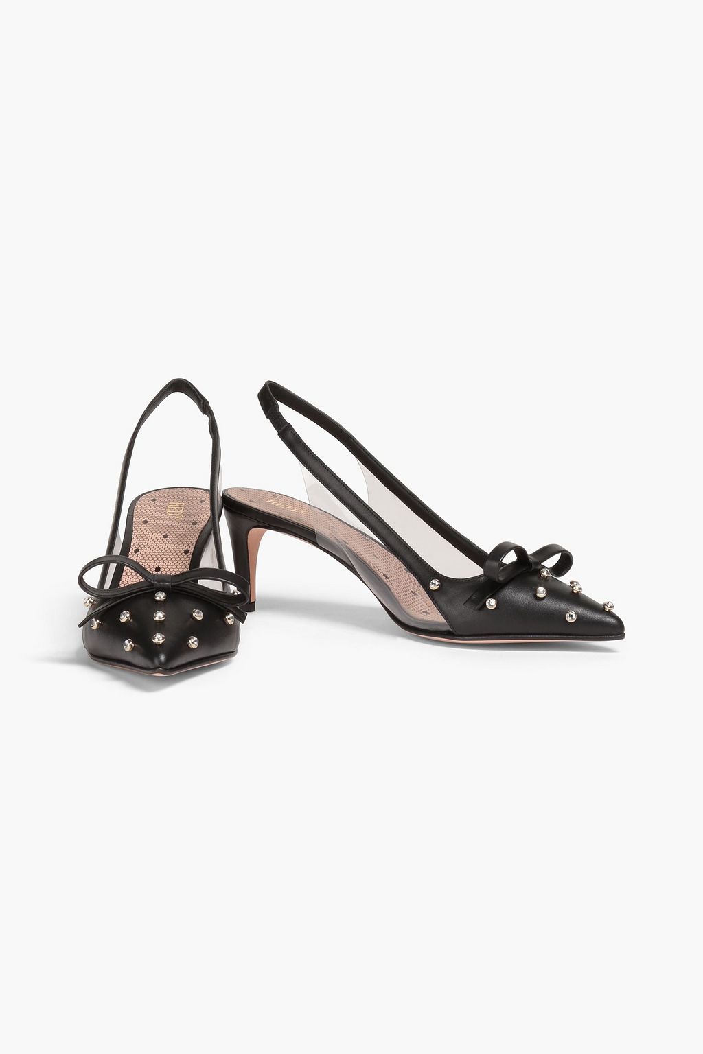 RED(V) Bow-detailed leather and PVC slingback pumps | THE OUTNET