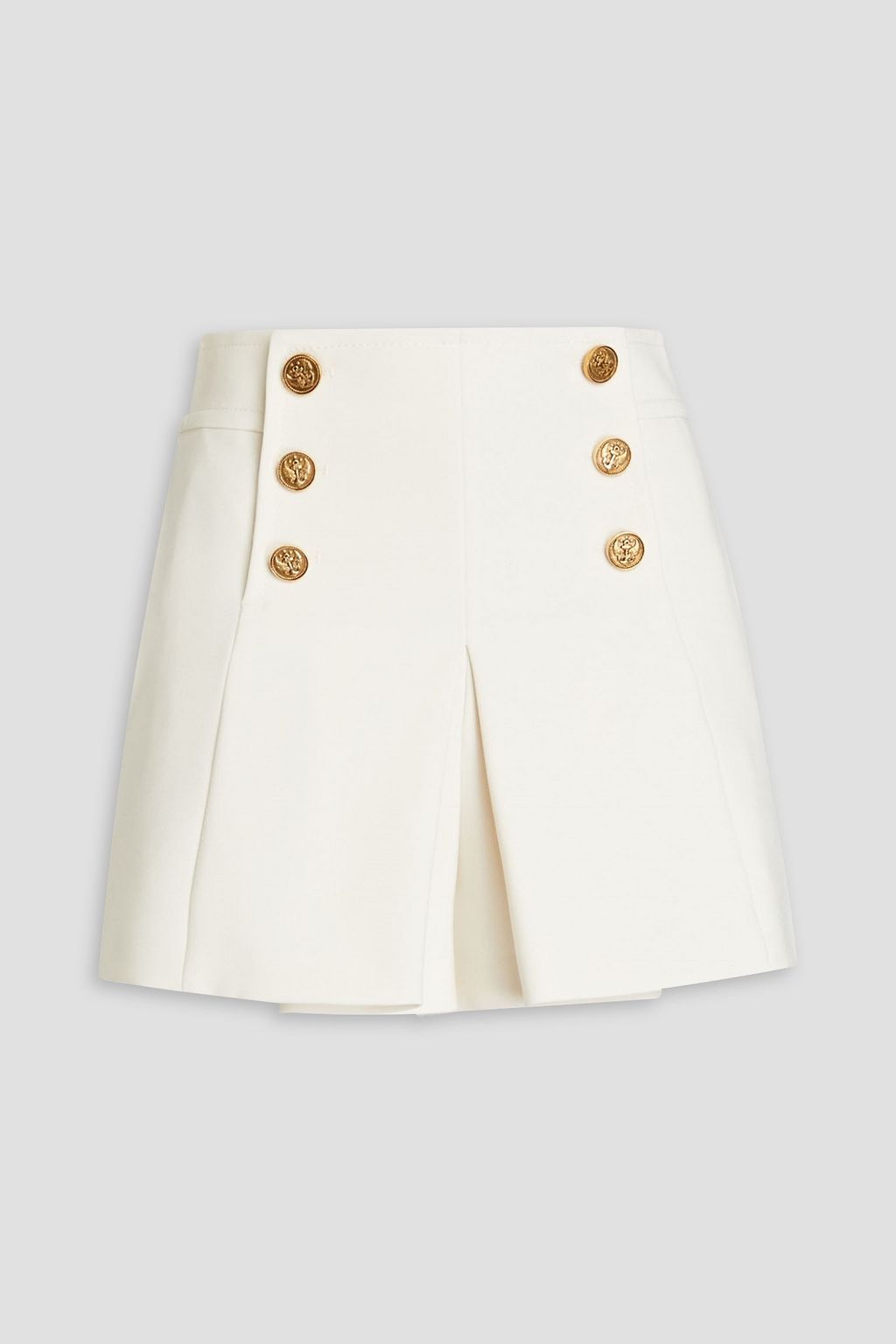 REDVALENTINO Button-embellished pleated stretch-cotton shorts | THE OUTNET