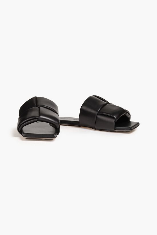 BOTTEGA VENETA Patch intrecciato padded leather slides | THE OUTNET