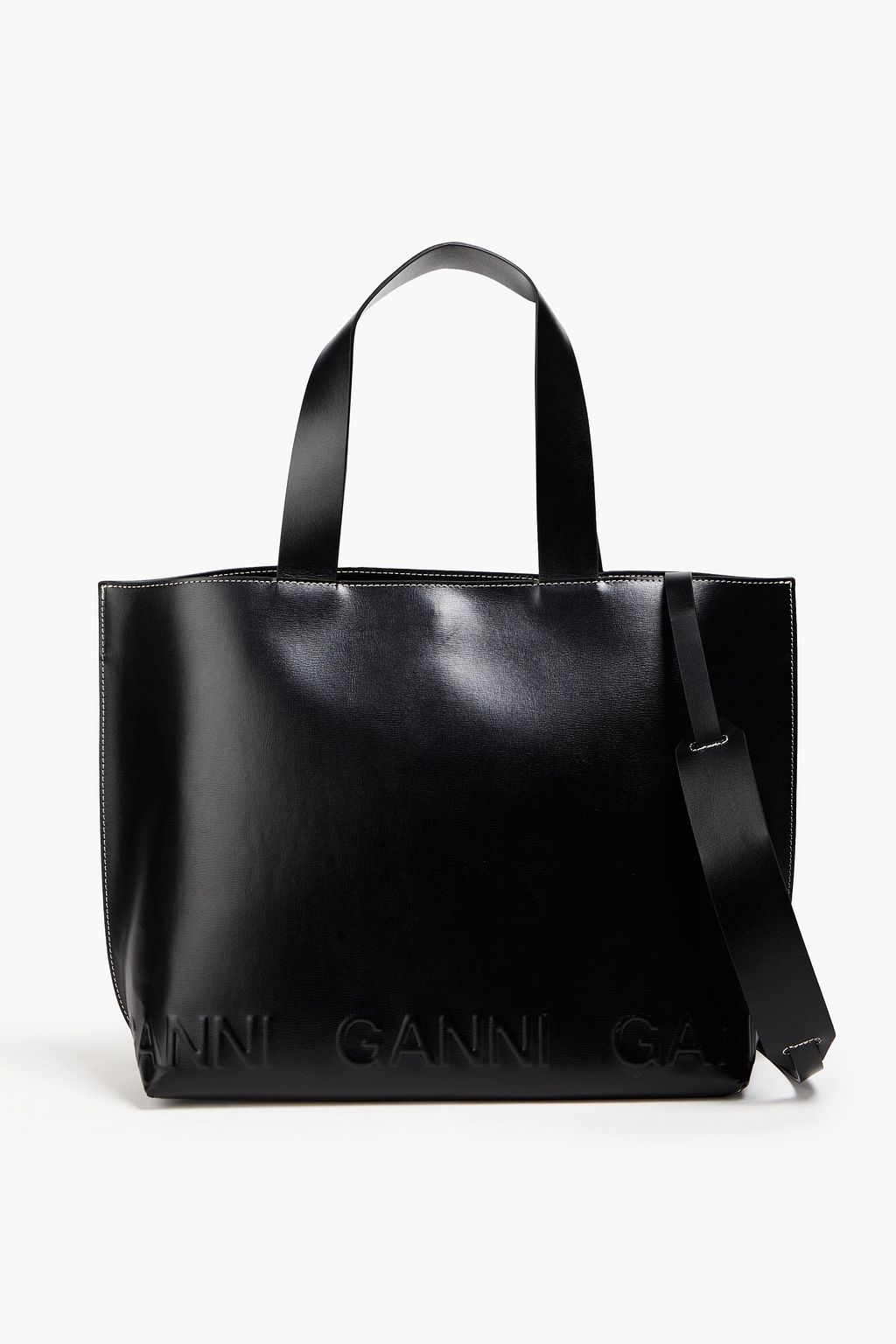 GANNI Banner East West embossed leather tote | THE OUTNET