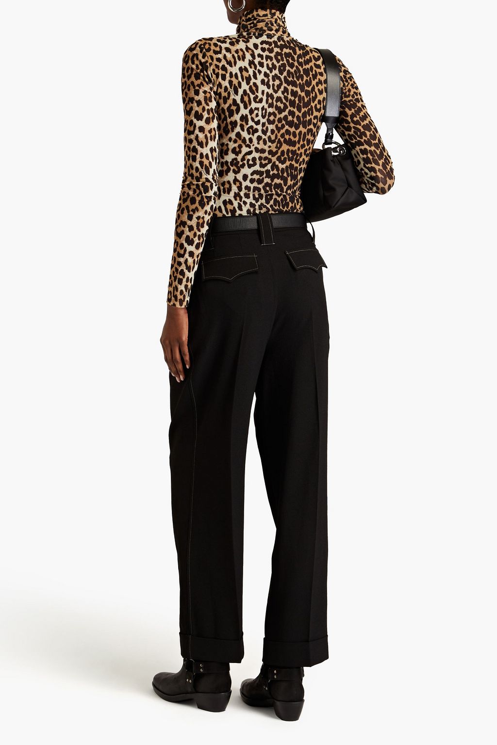 GANNI Pleated stretch-crepe straight-leg pants | THE OUTNET
