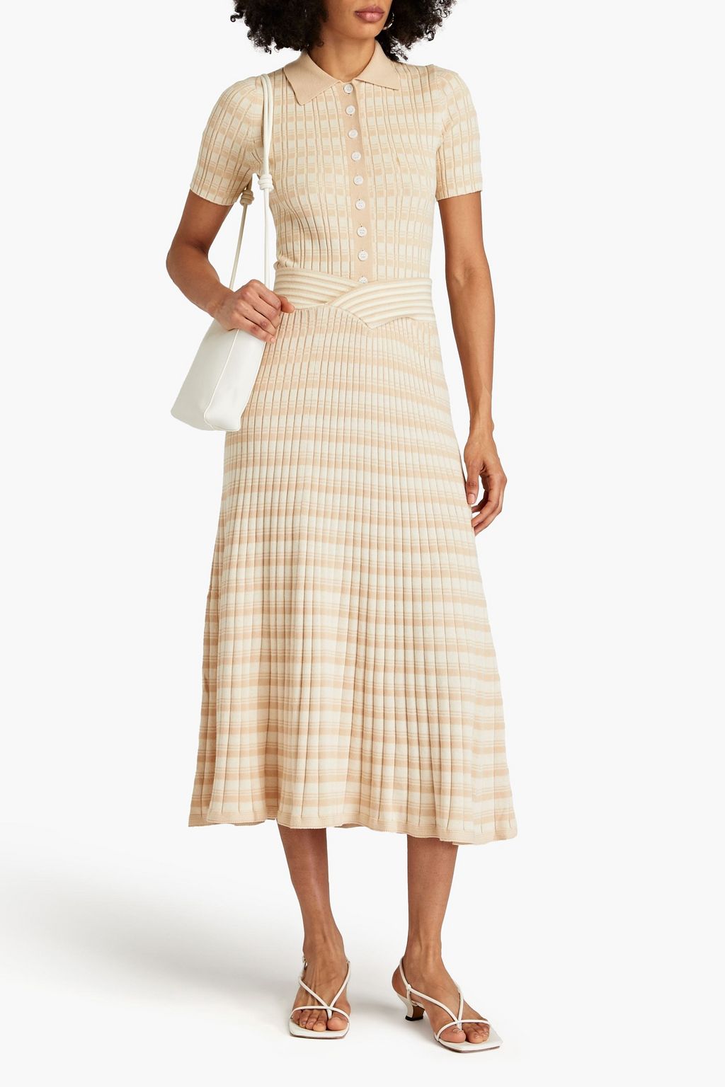 ANNA QUAN Striped ribbed cotton polo shirt | THE OUTNET