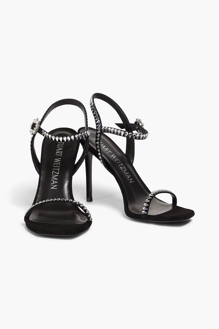 STUART WEITZMAN Gem Cut 100 embellished suede sandals | THE OUTNET