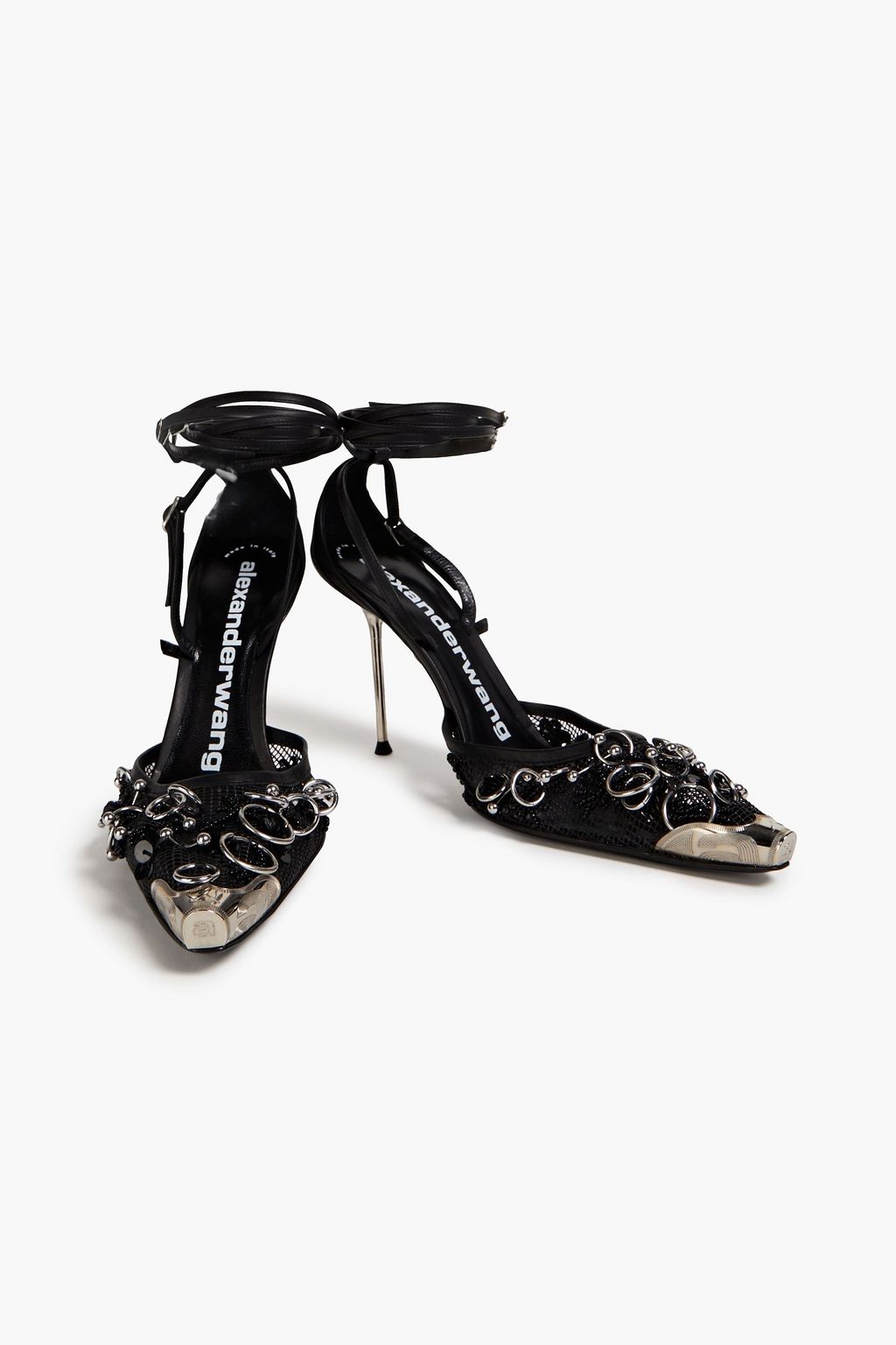 ALEXANDER WANG Selena embellished mesh and leather pumps | THE OUTNET