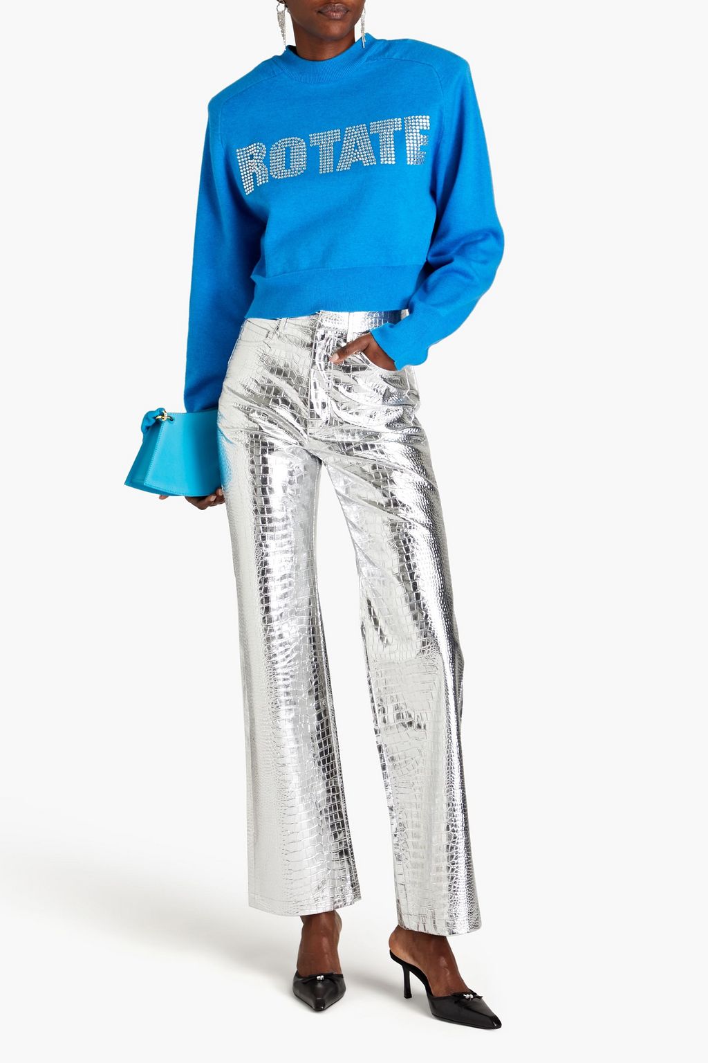 ROTATE BIRGER CHRISTENSEN Rotiiie metallic faux croc-effect leather ...