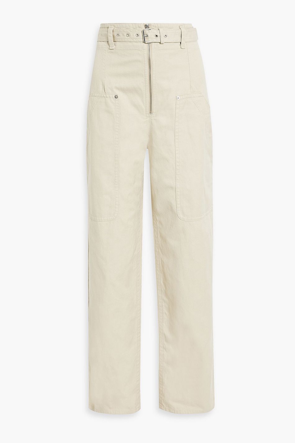 MARANT ÉTOILE Peggy belted cotton and linen-blend canvas straight-leg ...
