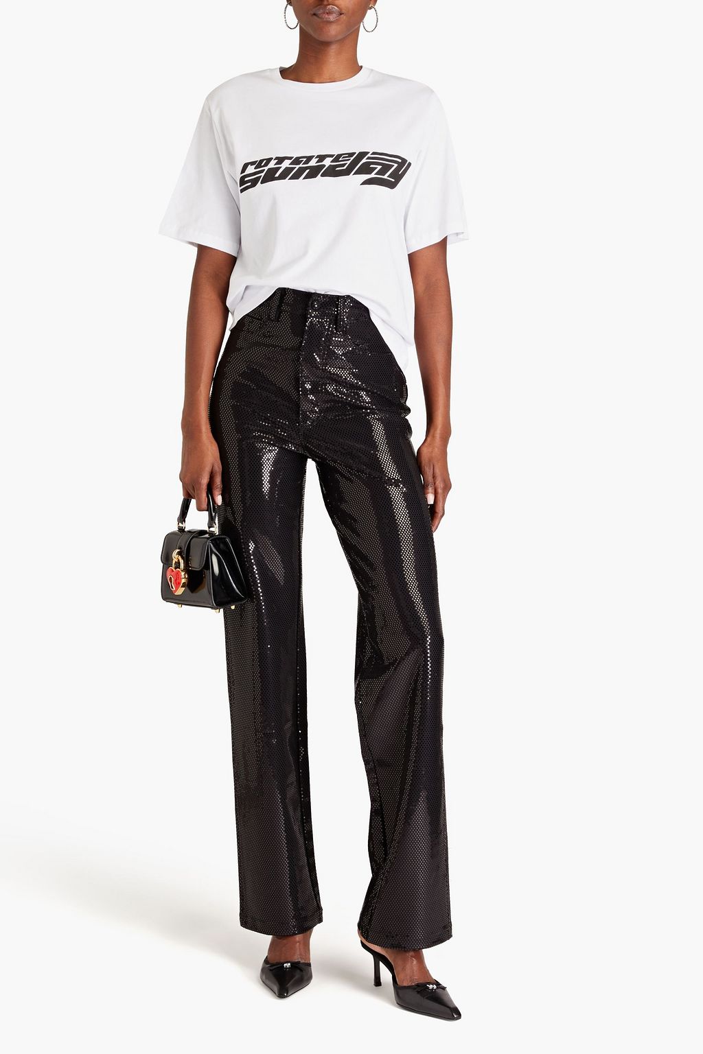 ROTATE BIRGER CHRISTENSEN Sequined jersey straight-leg pants | THE OUTNET