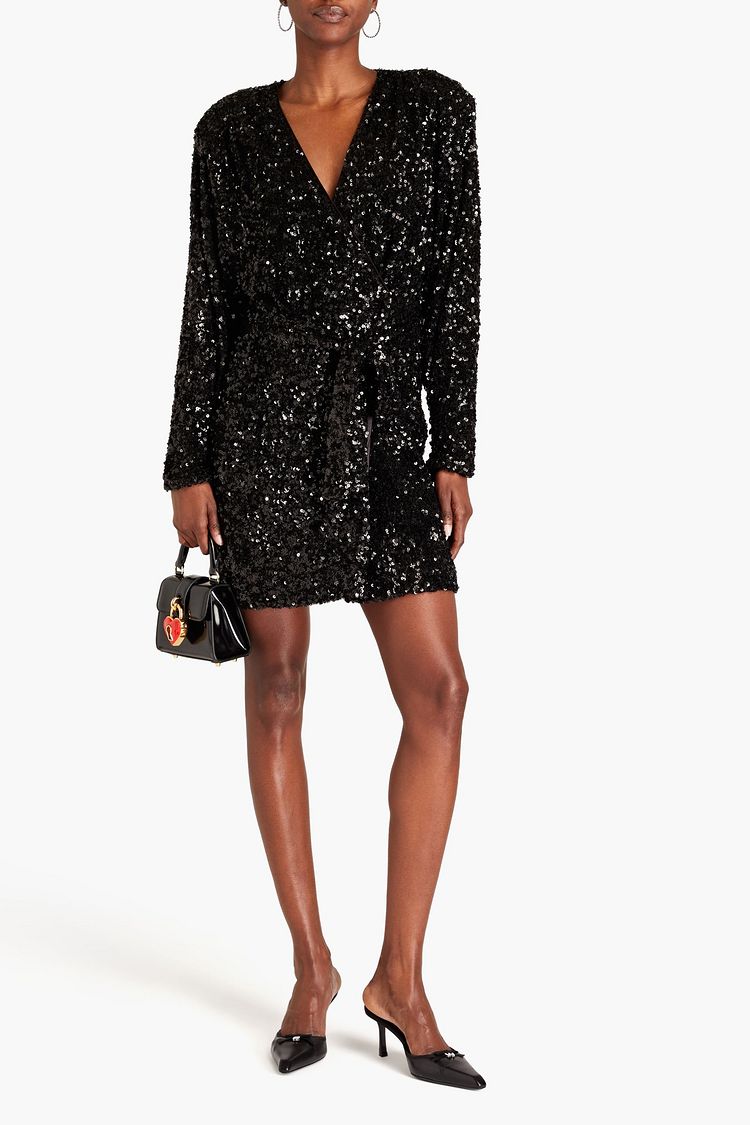 ROTATE BIRGER CHRISTENSEN Sequined tulle mini wrap dress | THE OUTNET