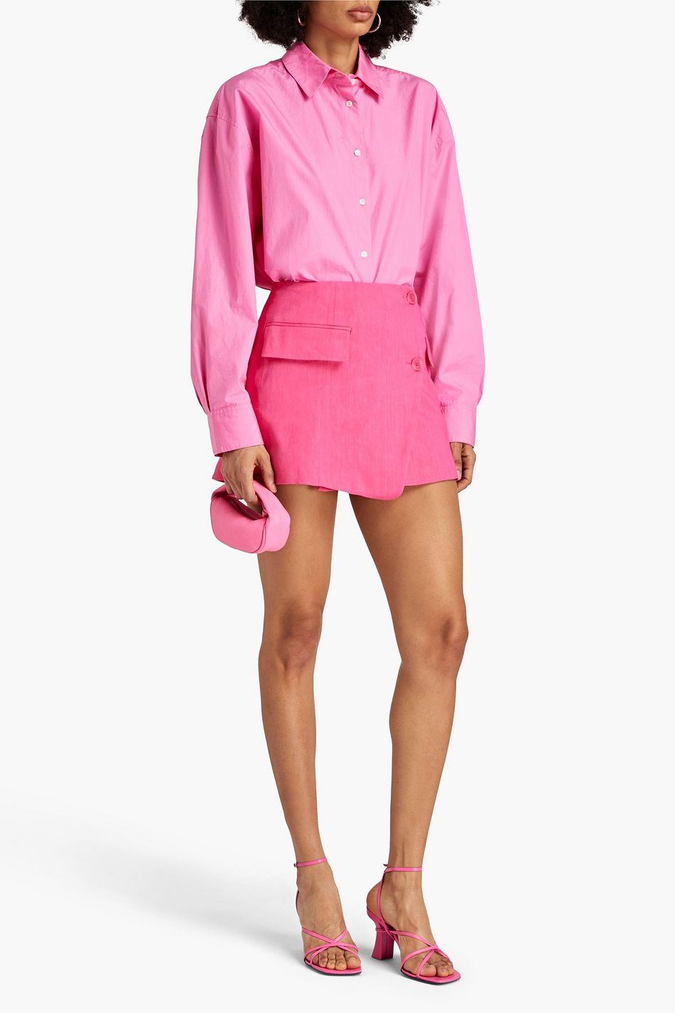 FRAME Linen-blend mini wrap skirt | THE OUTNET