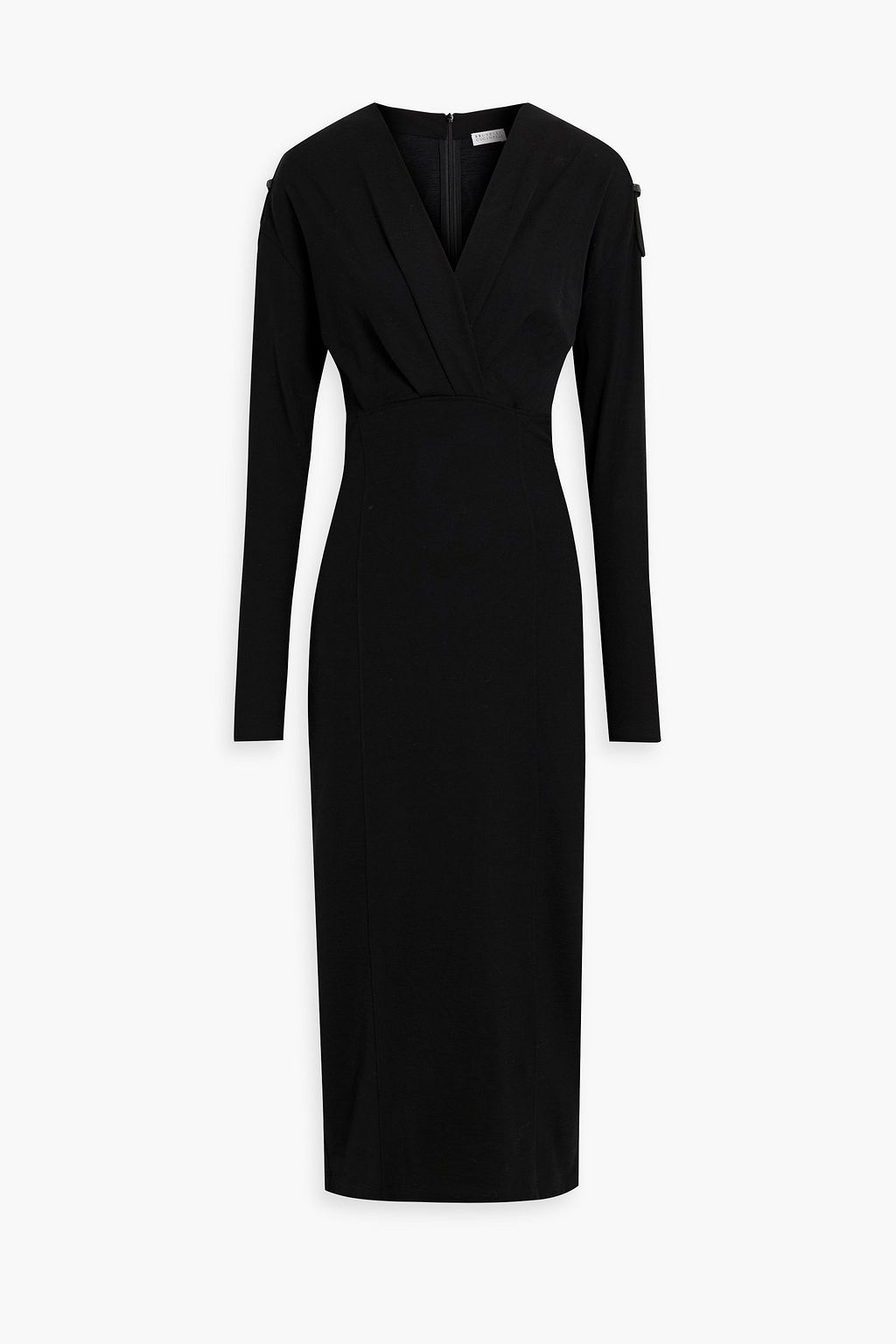 Brunello Cucinelli Bead Embellished Wool Blend Jersey Midi Dress The