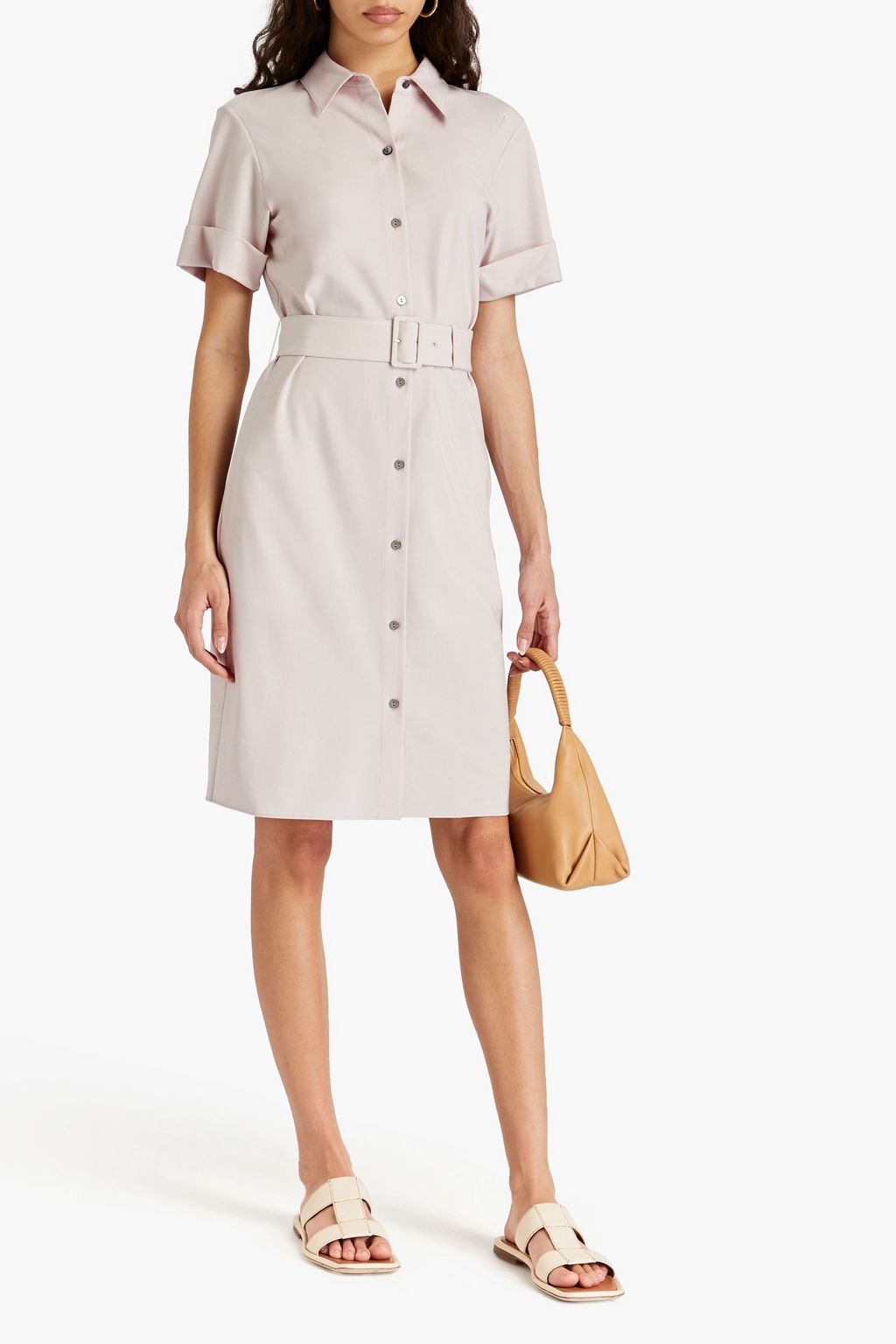 THEORY Belted wool-blend dress | THE OUTNET