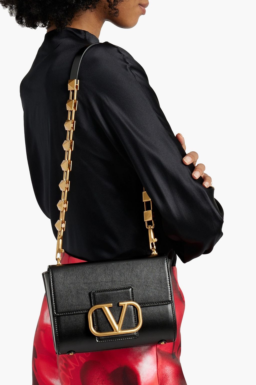 VALENTINO GARAVANI VLOGO Stud Sign lizard-effect leather shoulder bag ...